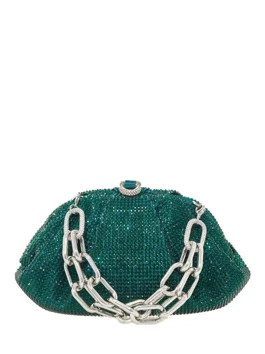 Judith Leiber Gemma Crystal Clutch - Silver Emerald