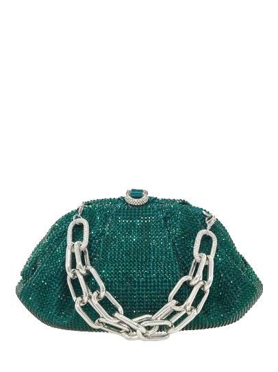 Judith Leiber Gemma Crystal Clutch - Silver Emerald