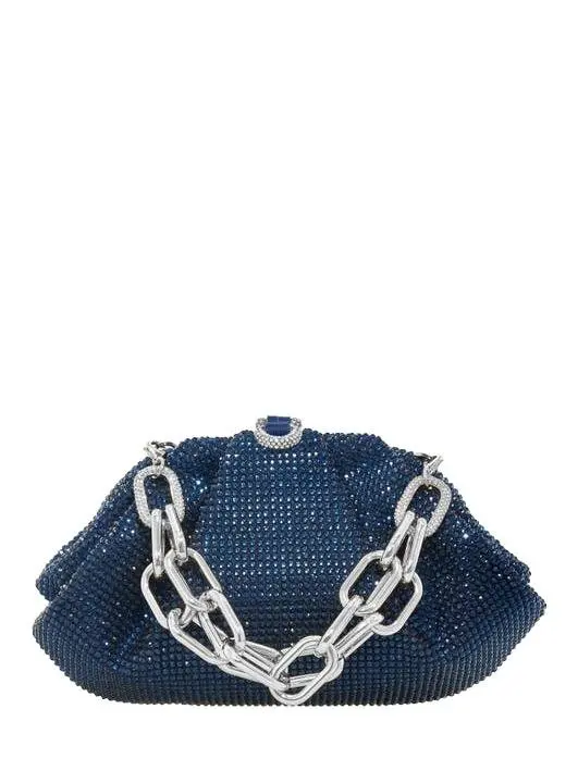 Judith Leiber Gemma Crystal Clutch - Silver Midnight Navy