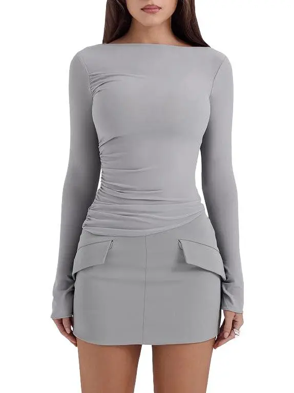 House Of Cb Floria Ruched Top - Ultimate Grey