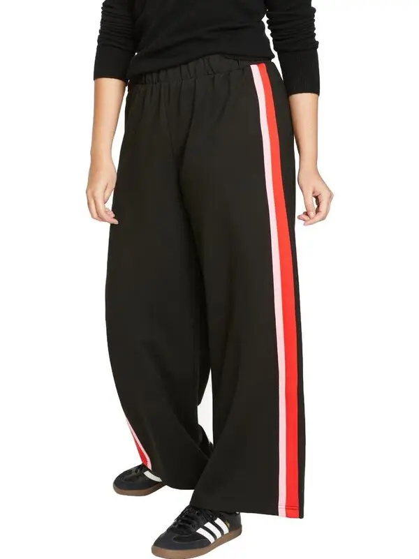 Universal Standard Stephanie Ponte Wide Leg Pants - Black/ Paeonia/ Sanguinello