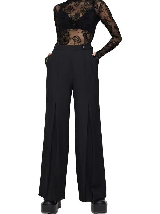 DISTURBIA Iris Celestial Tailored Wide Leg Trousers - Black