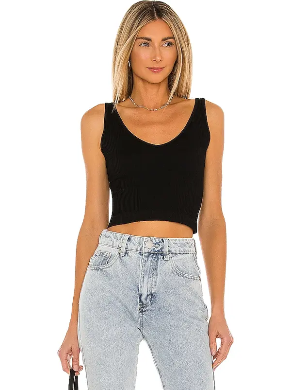 Free People Ribbed Stretch Brami Top - Black
