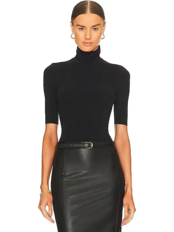 Commando Ballet Sleeved Turtleneck Bodysuit - Black