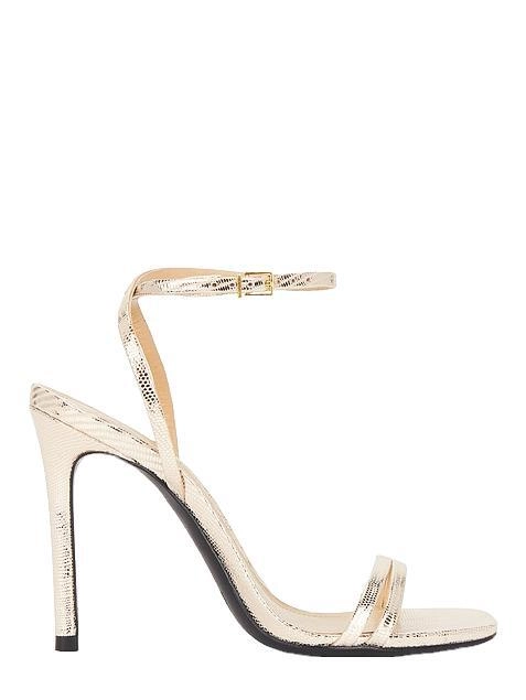 Schutz Altina Stiletto Sandal In Metallic Silver - Platinum
