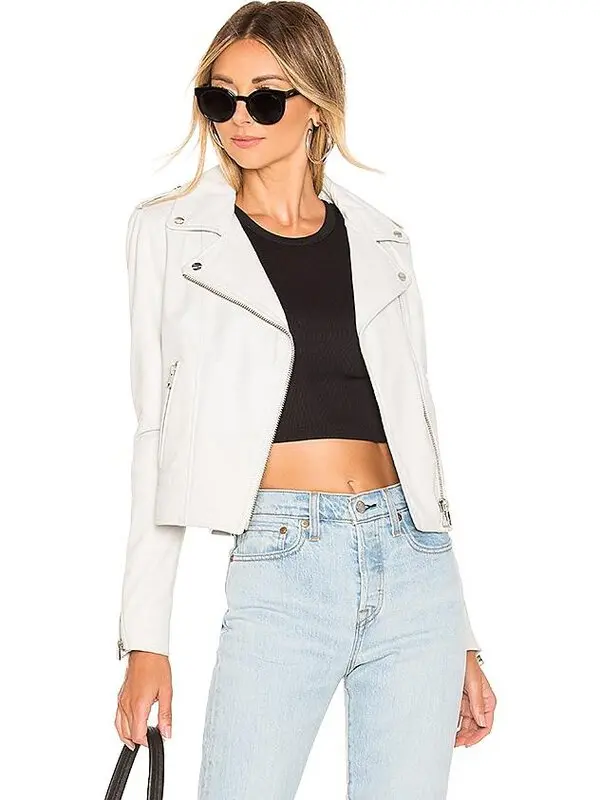 LAMARQUE Donna Leather Biker Jacket - White
