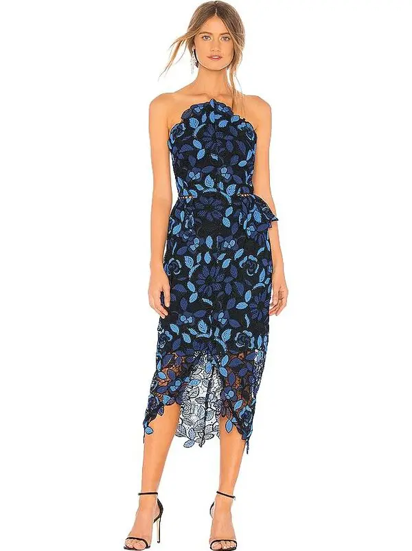 ELLIATT Times Strapless Lace Dress - Blue Multi