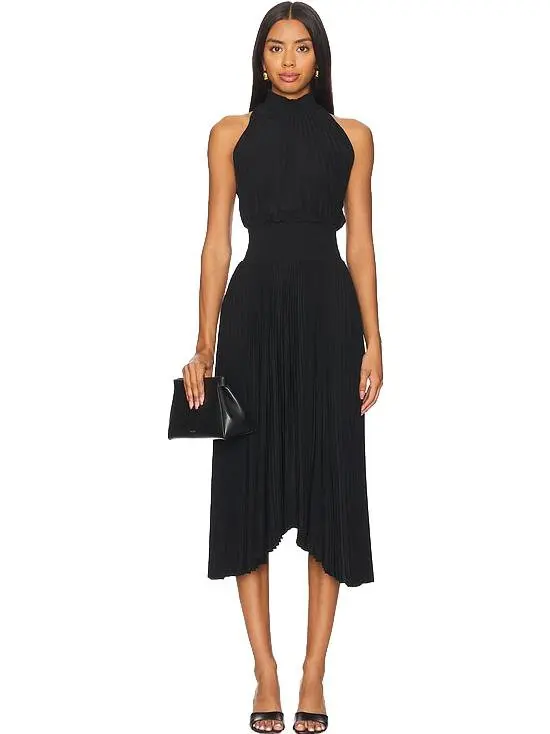A.L.C. Renzo Pleated Midi Dress - Black