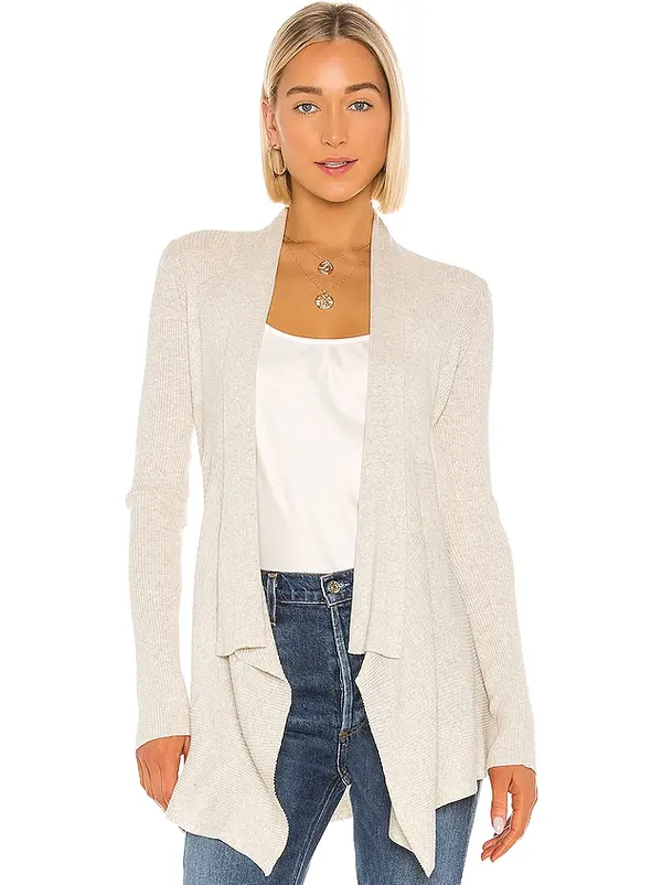 Autumn Cashmere Rib Drape Cardigan - Hemp