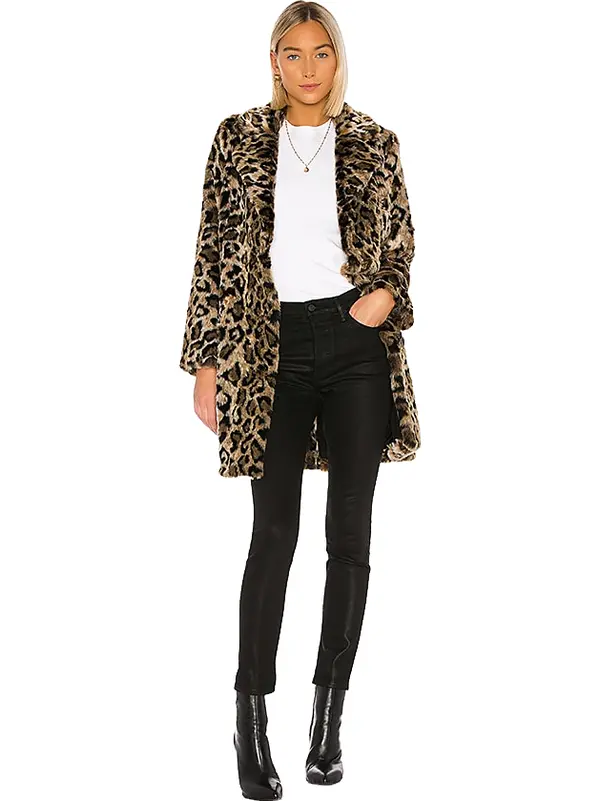 House Of Harlow 1960 Genn Faux Fur Coat - Natural Leopard