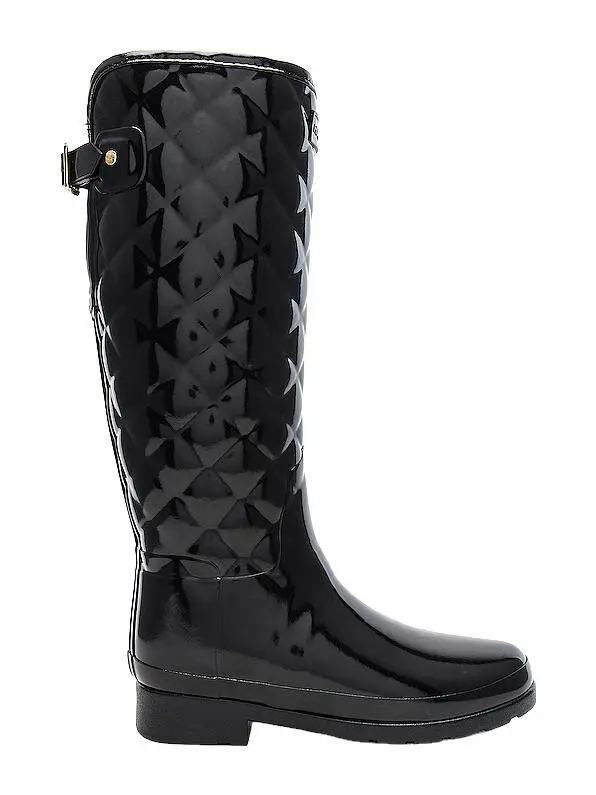 Hunter Refined Gloss Quilt Tall Boot - Black