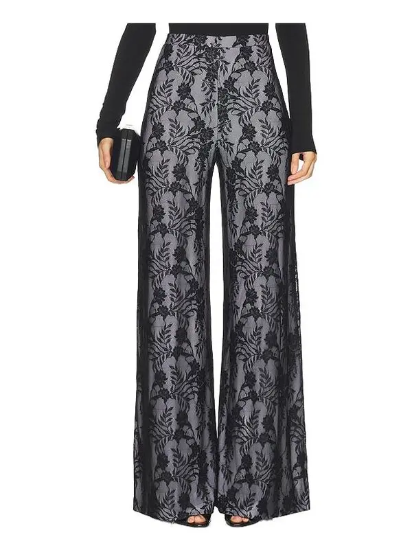 Norma Kamali Elephant Pant - Black Stretch Lace & White