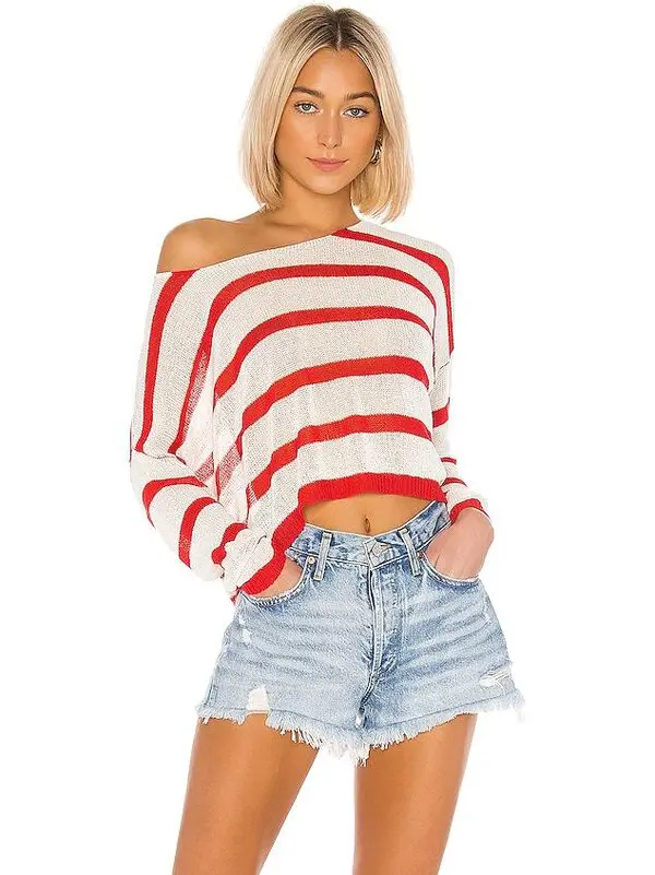 Superdown Adriana Knit Sweater - White & Red