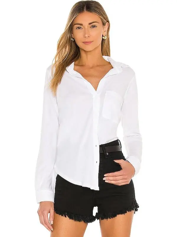 BOBI Light Weight Jersey Button Down - White