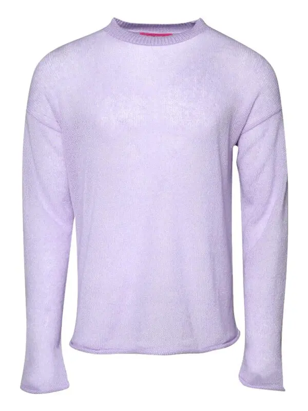 THE ELDER STATESMAN Nimbus Slouchy Crewneck Sweater - Violet