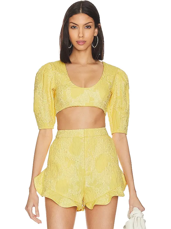 CAMILA COELHO Kahlo Crop Top - Buttercream Yellow