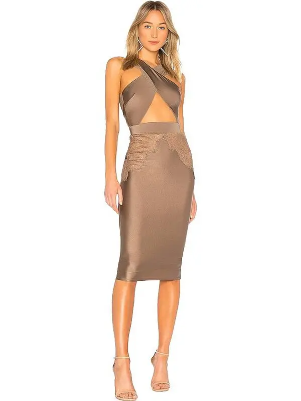MICHAEL COSTELLO X Philip Midi Dress - Taupe