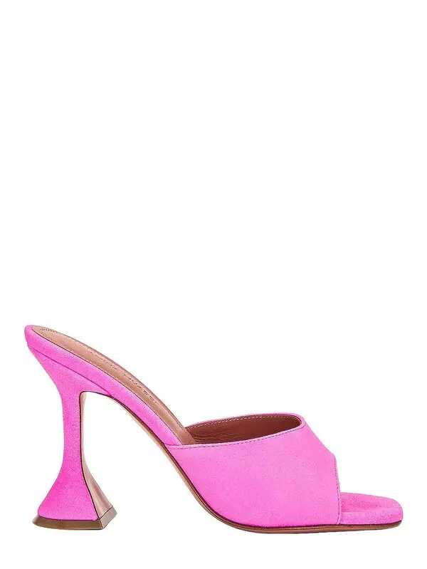 Amina Muaddi Lupita Suede Slipper Mule - Fluo Pink