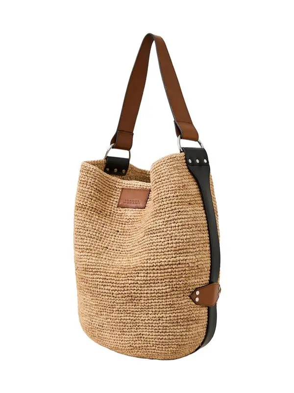 Isabel Marant Bayia Raffia Tote Bag - Natural/cognac