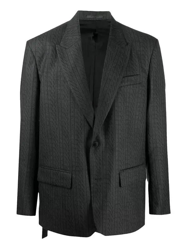 Valentino Garavani Vltn Print Single-breasted Blazer - Grey