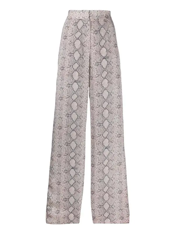 Rokh Snakeskin Print Wide-leg Trousers - Neutrals