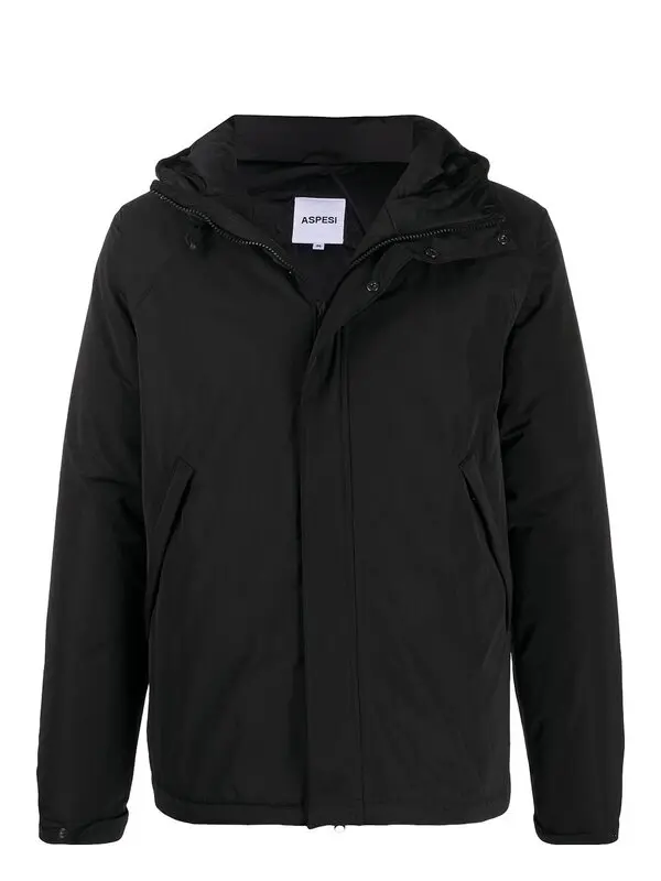 Aspesi Zip-up Hooded Jacket - Black