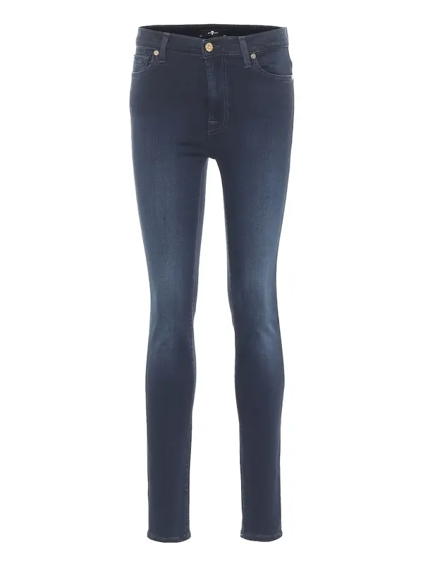 7 For All Mankind Slim Illusion Luxe High-rise Skinny Jeans - Blue