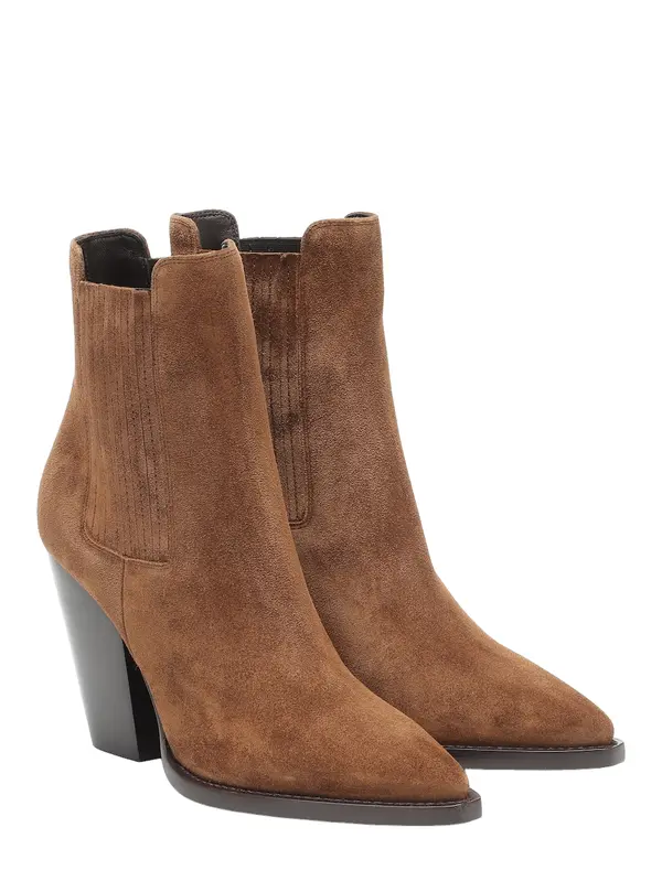 Saint Laurent Theo 95 Suede Ankle Boots - Brown