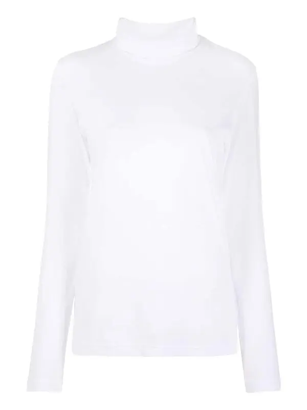Y’s Roll Neck Long Sleeve Cotton Top - White