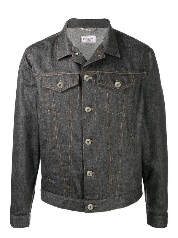 Brunello Cucinelli Denim Trucker Jacket - Grey