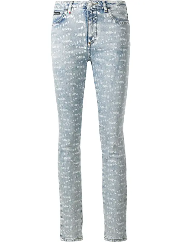 Philipp Plein Logo Print Jeans - Blue