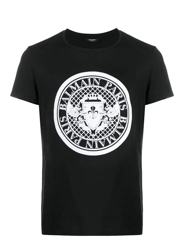 Balmain Flocked Coin T-shirt - Black
