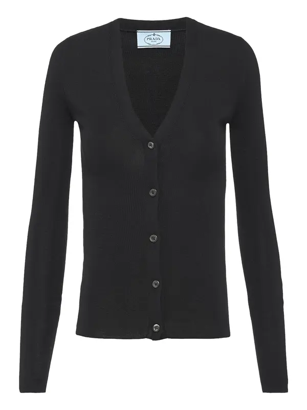 Prada V-neck Cashmere-silk Cardigan - Black