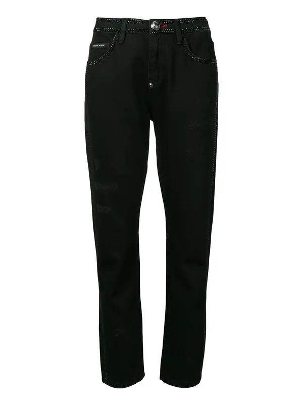 Philipp Plein Crystal Embellished Straight-leg Jeans - Black