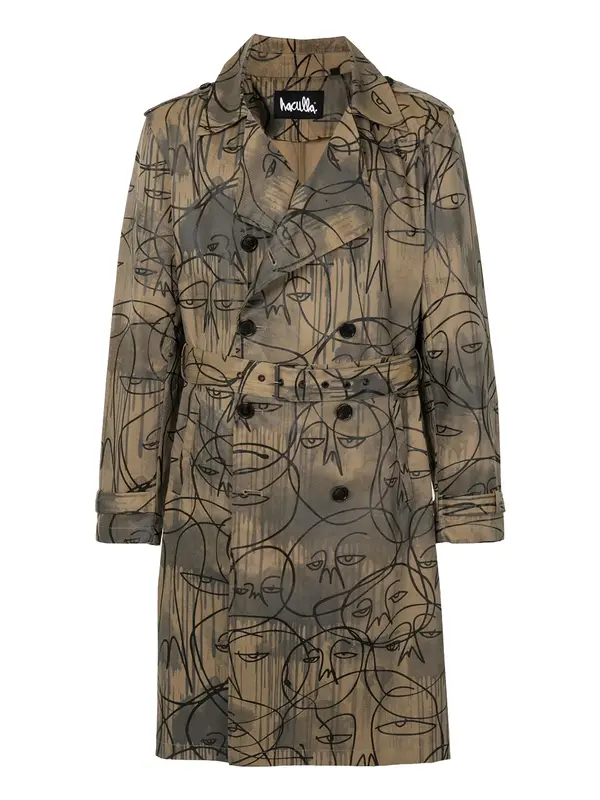 HACULLA. Face Print Mid-length Coat - Brown