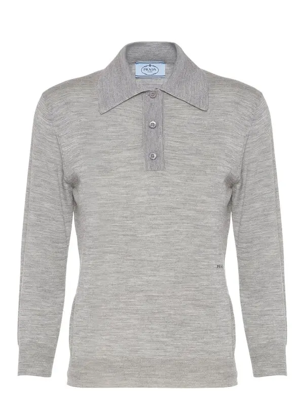 Prada Knitted Polo Shirt - Grey
