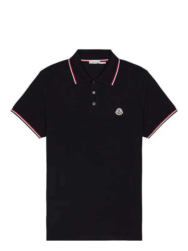 Moncler Short Sleeve Polo In Blue - Navy