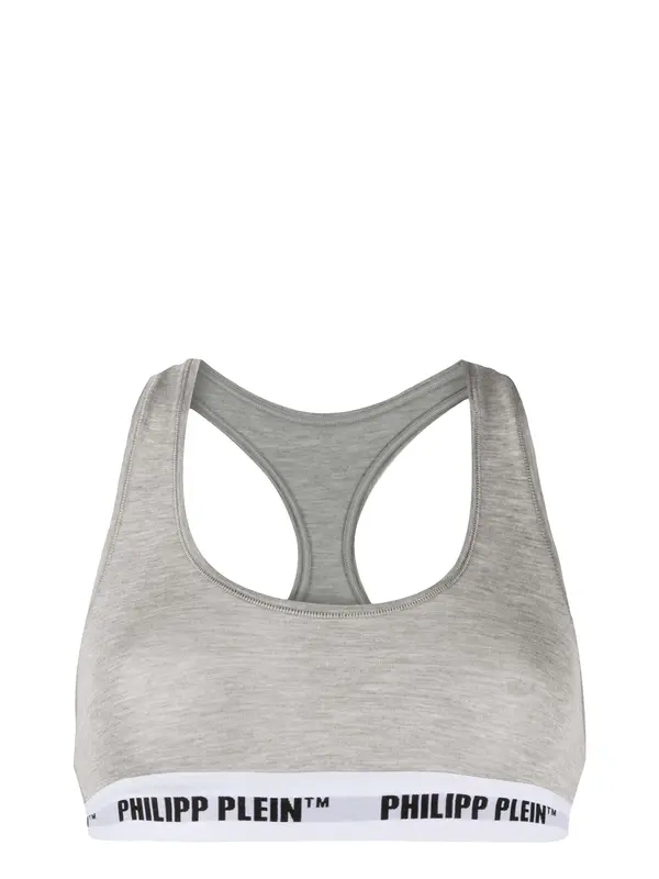 Philipp Plein Logo Band Sports Bra - Grey