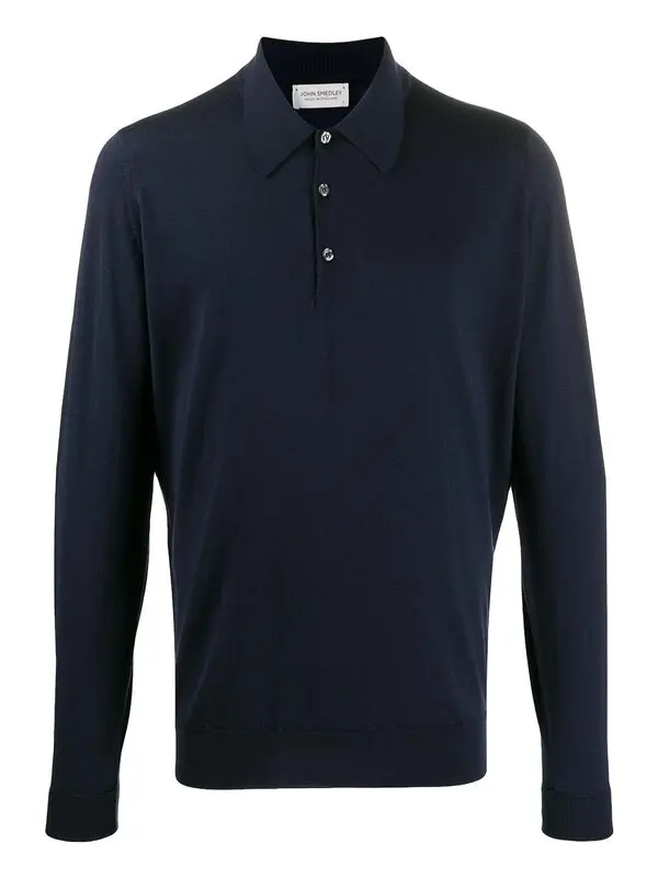 John Smedley Knitted Polo Shirt - Blue