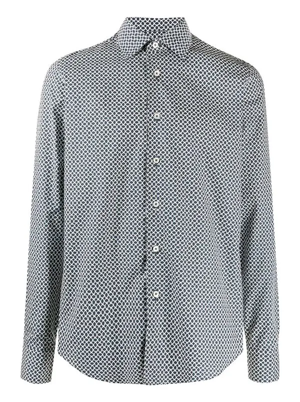 DELL'OGLIO Geometric Button-down Shirt - Blue