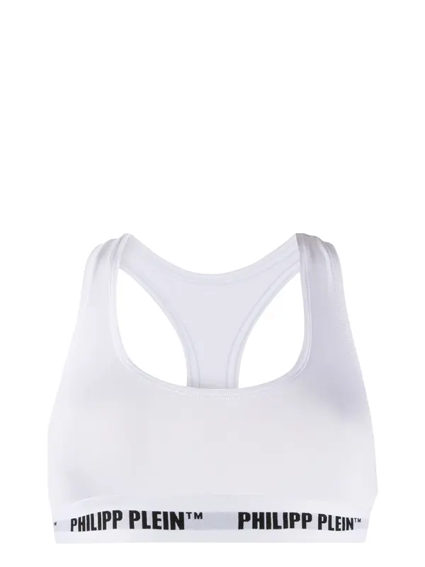 Philipp Plein Logo Band Sports Bra - White
