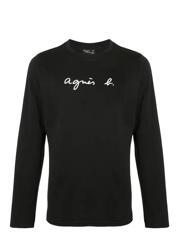 AGNÈS B. Logo Print Long-sleeved T-shirt - Black