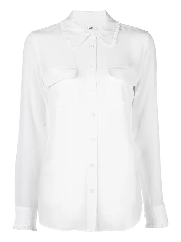 Equipment Signature Slim-fit Silk Shirt - White