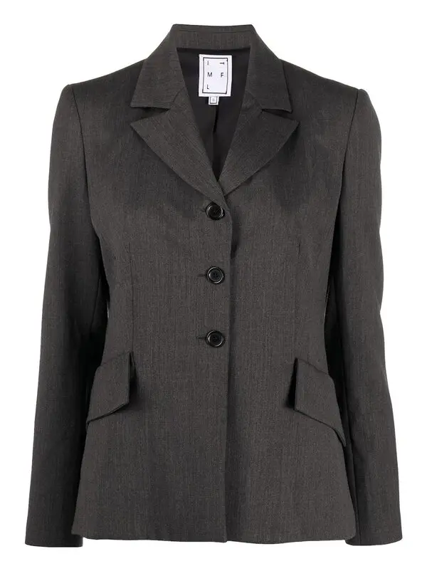 IN THE MOOD FOR LOVE Notched-lapels Single-breasted Blazer - Grey