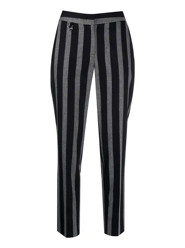 Lorena Antoniazzi Striped Peg Trousers - Black