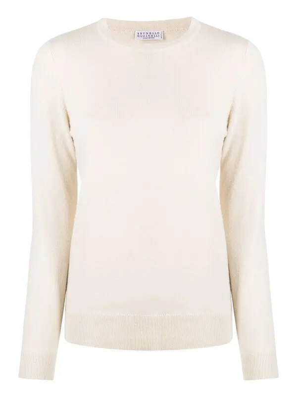 Brunello Cucinelli Beige Cashmere Crew Neck Jumper - Neutrals