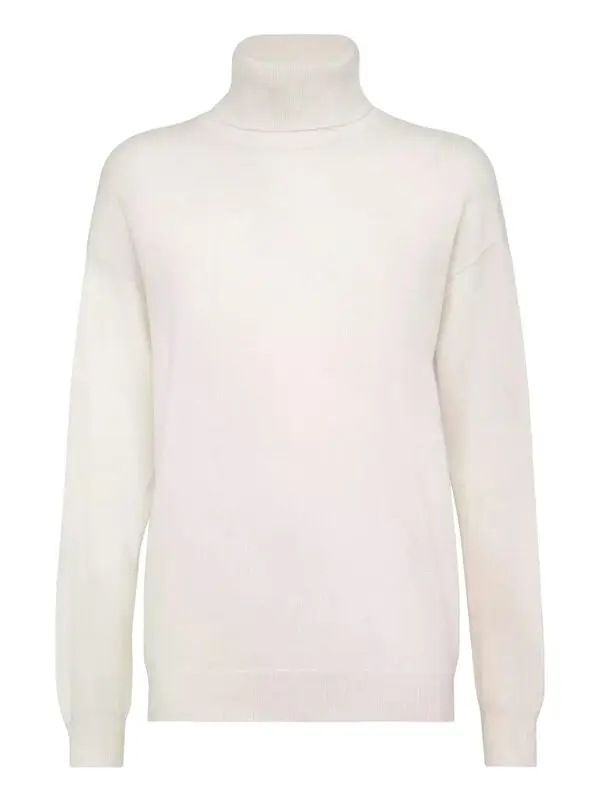 Brunello Cucinelli Mock-neck Cashmere Jumper - White
