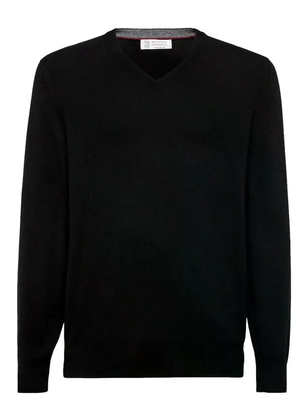 Brunello Cucinelli V-neck Cashmere Jumper - Black