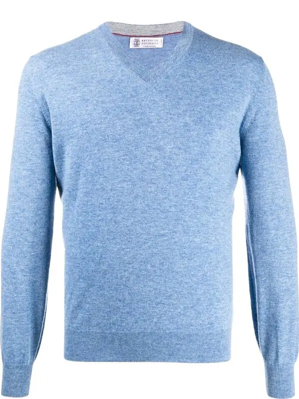 Brunello Cucinelli V-neck Jumper - Blue