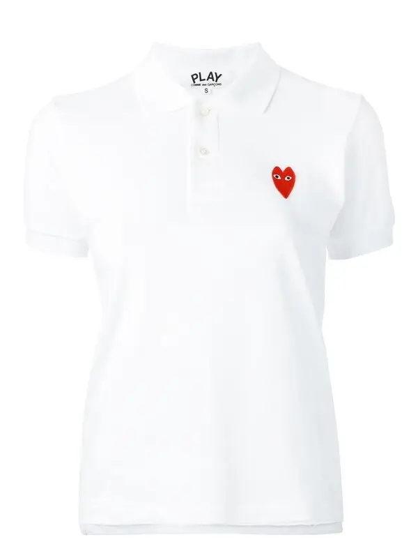 Play Comme Des Garcon Logo Stamp Polo Shirt - White